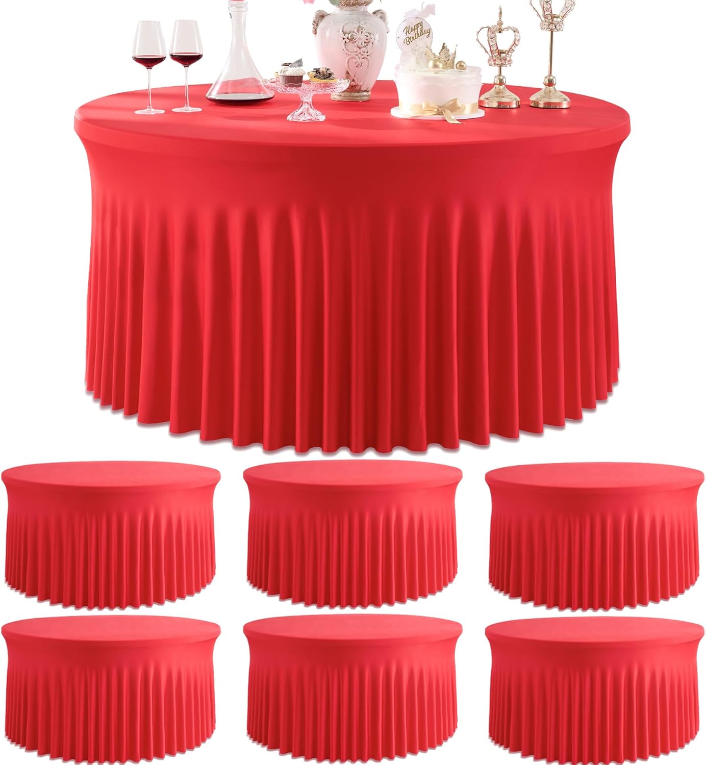Amazon.com: Htper 6 Pack Red Spandex Round Tablecloths for 72inch Table ...