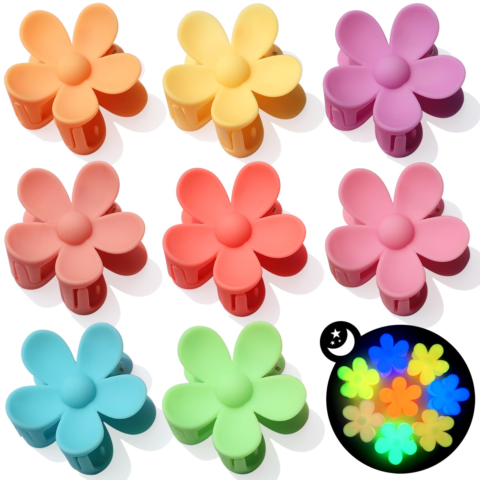 Amazon.com: Flower hair clips set 8pcs Glow flower claw clips lighting ...
