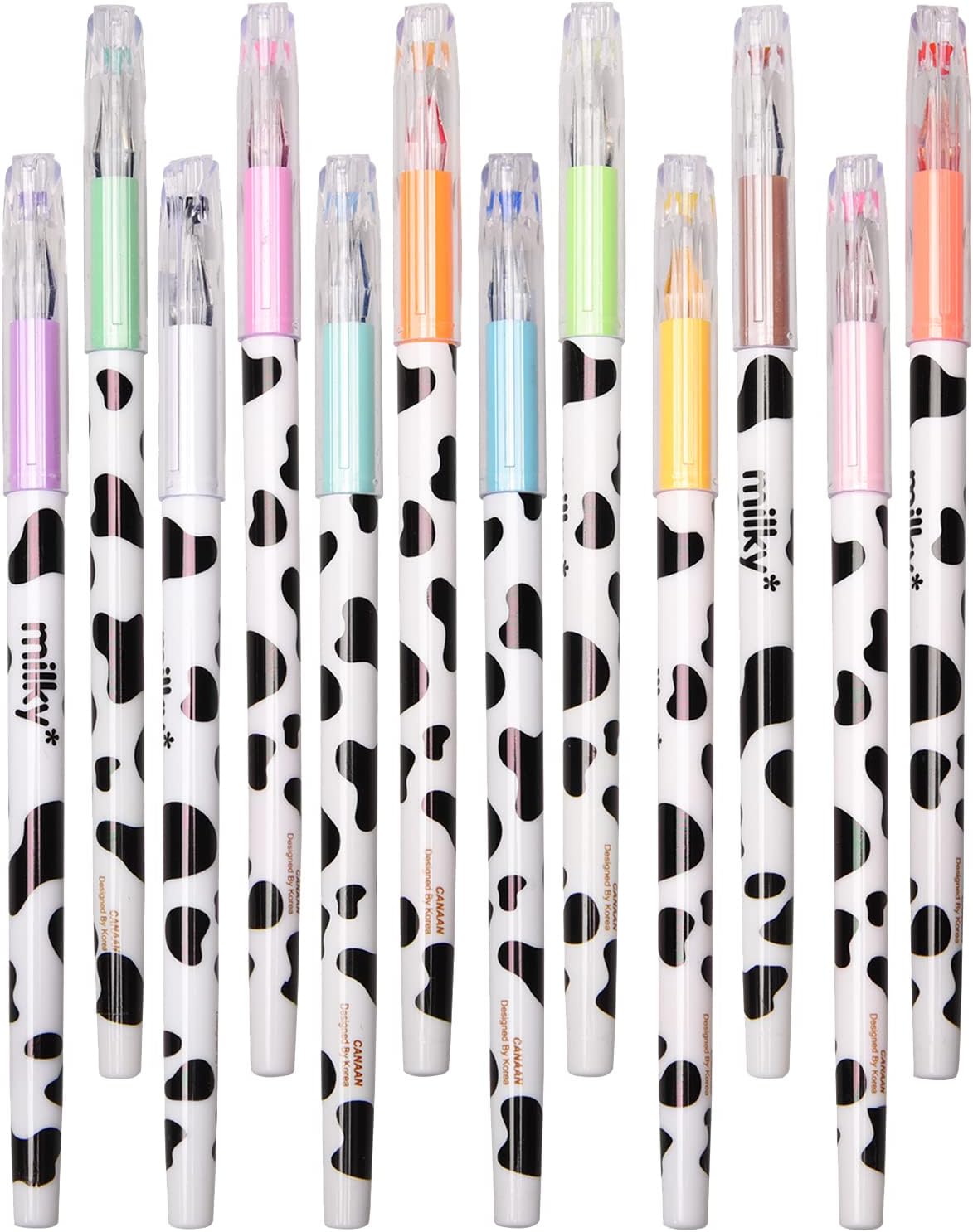 MFUOE 12 Pieces Cute Gel Ink Pen Milky Cow Pens for School Stationery ...