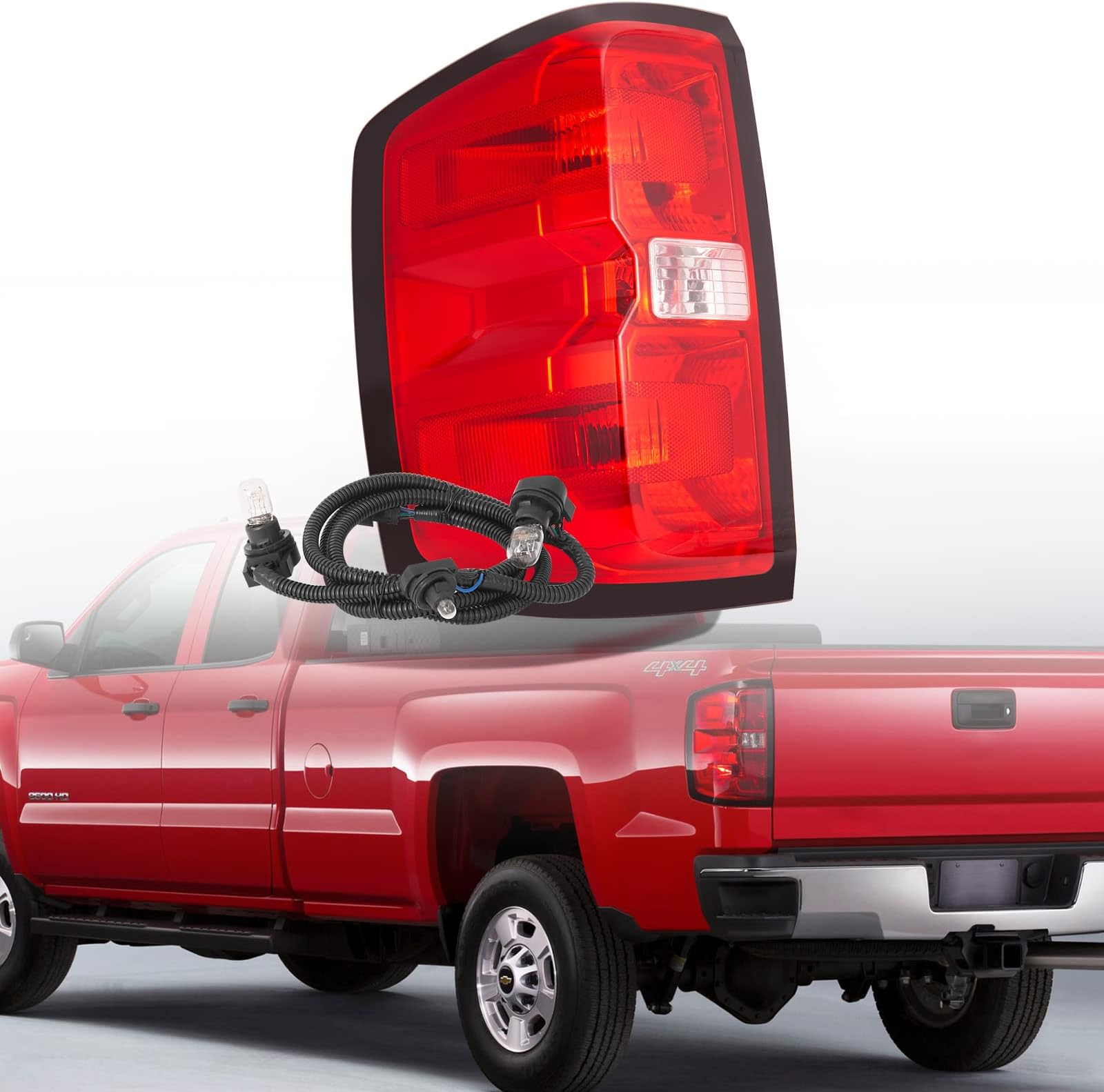 Amazon.com: TEMSONE Driver Side Tail Light Chrome Red Lens with Wiring ...