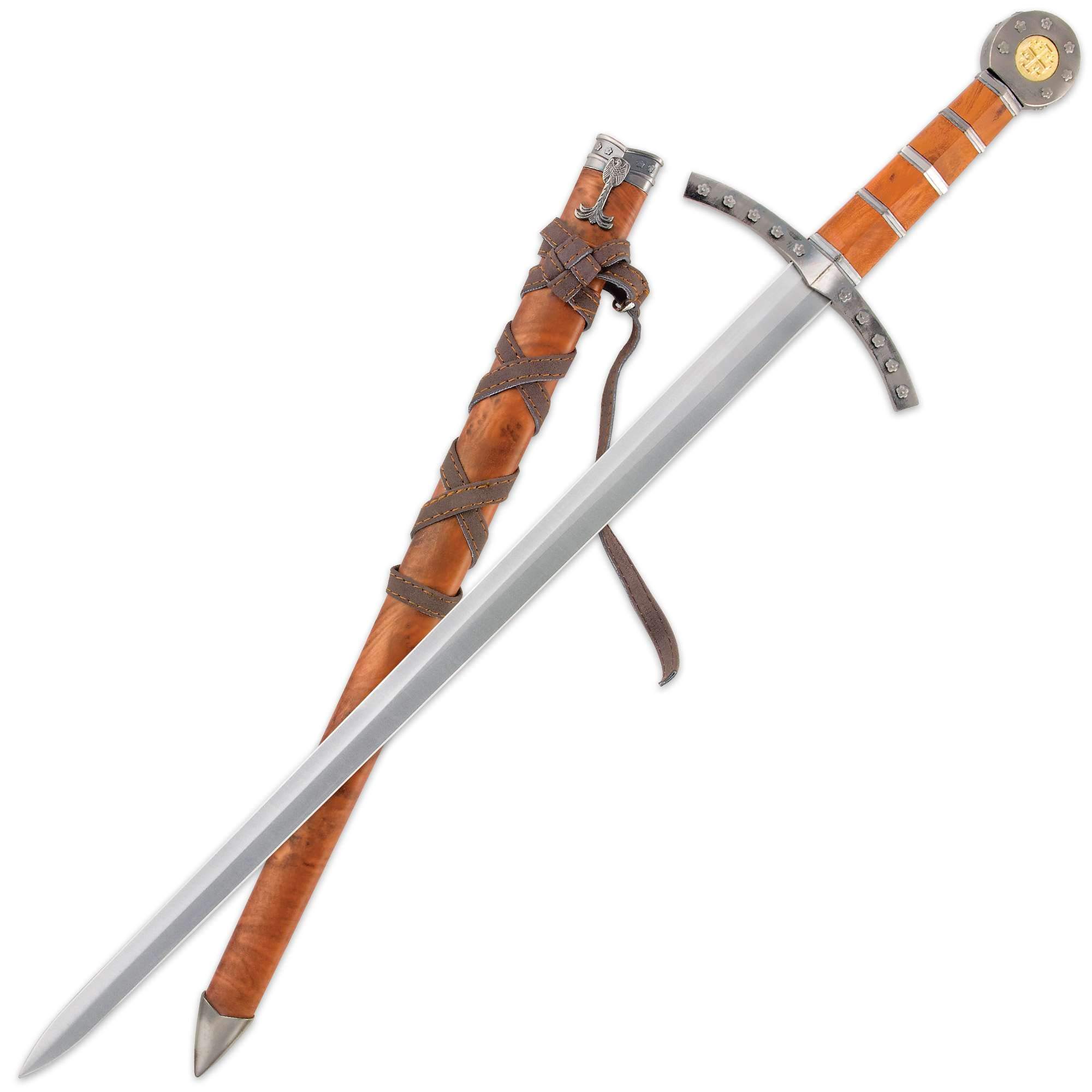 Tomahawk Middle Ages Medieval Broad Sword And Matching Faux Brown Wood tomahawk-middle-ages-medieval-broad-sword-and-matching-faux-brown-wood