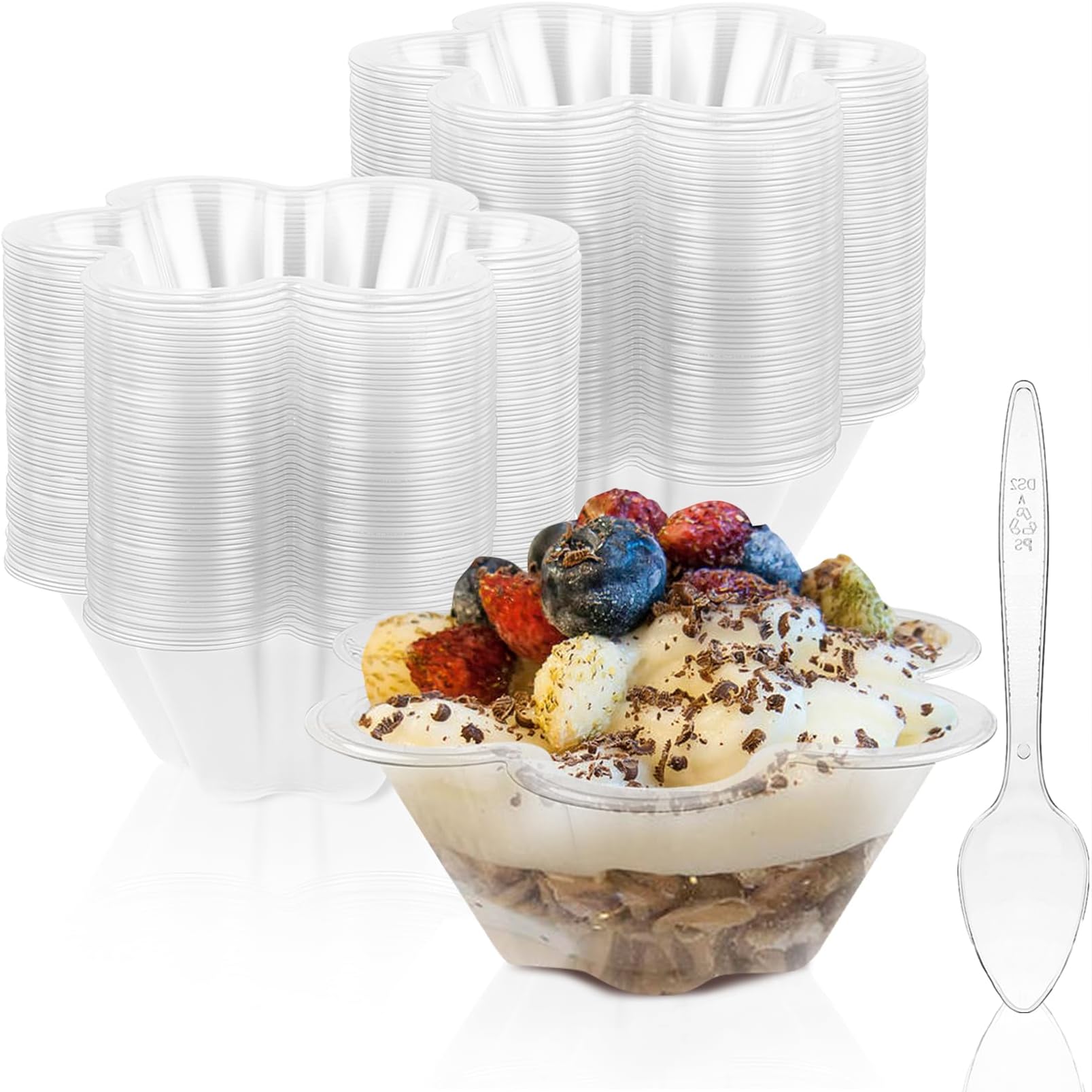 Amazon.com | 50ct 8oz Clear Plastic Dessert Cups with Spoons ...
