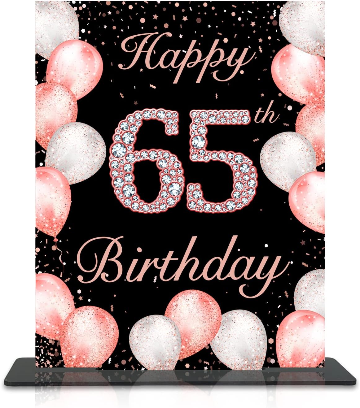 Amazon.com: Happy 65th Birthday Pink & White Balloon Acrylic Table ...