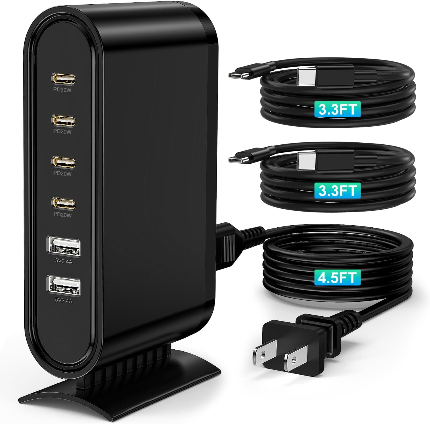 Amazon.com: Essri 102W 6Port GaN USB C Hub Charging Station Block with ...