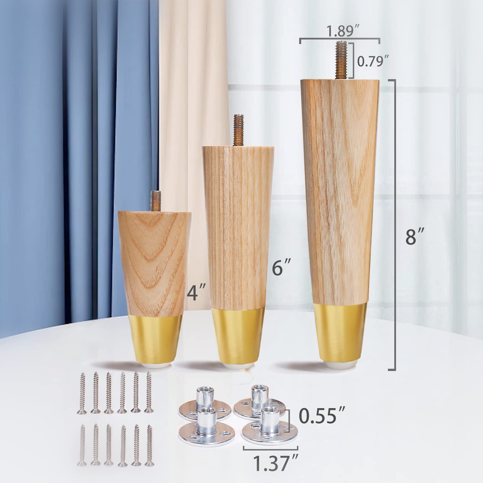 Snapklik.com : WEKIS Solid Ash Wood Furniture Legs 6 Inch, Sofa ...