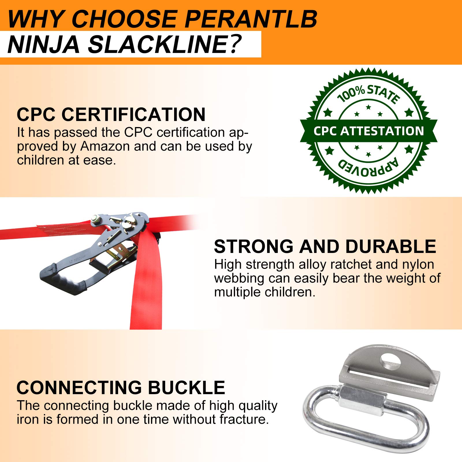 Perantlb Portable Ninja Slackline Monkey Bar & Ladder Intro Kit – 40 ...