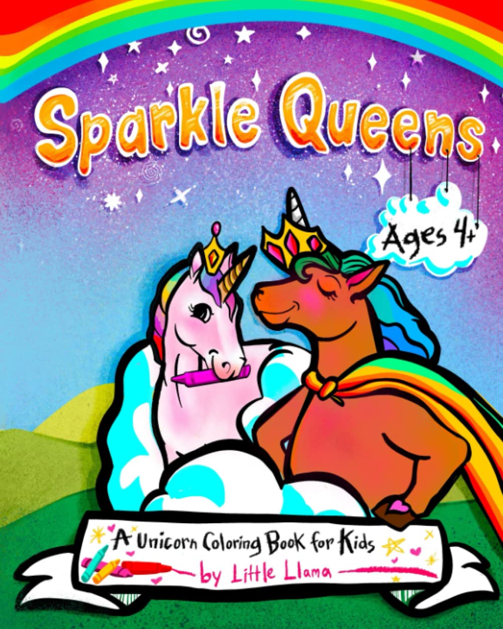 Sparkle Queens: A Unicorn Affirmation Coloring Book for Kids: Llama ...