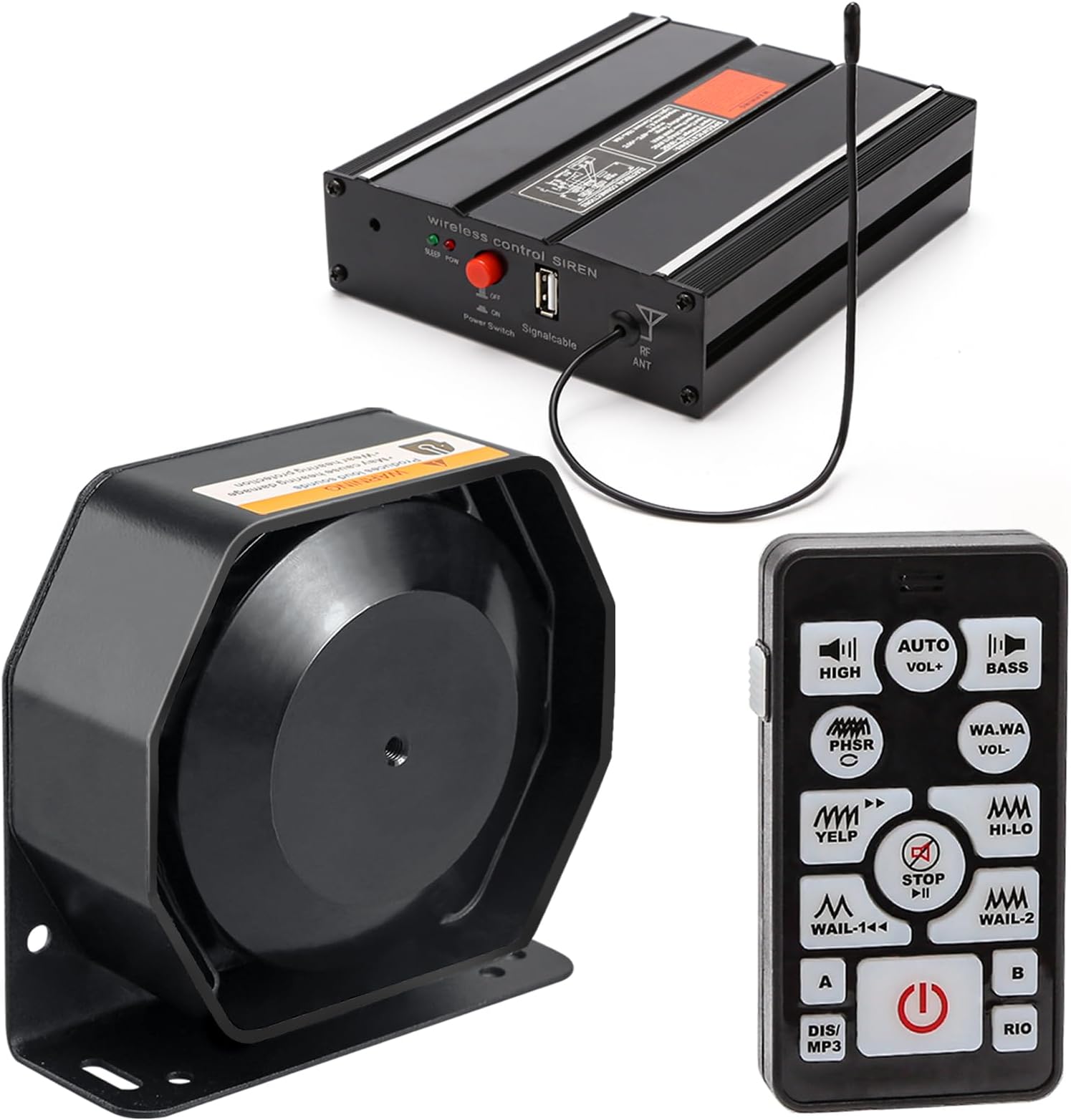 Amazon.com: BooYu 200W 12V 20 Tones Police Emergency Siren PA System ...