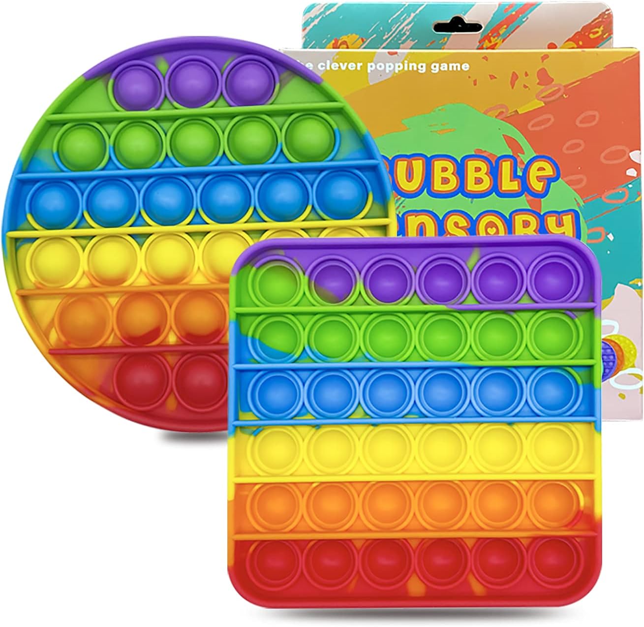 Amazon.com: 2 Pack Pop Fidget Toy - Push Pop Bubble Fidget Sensory Toy ...