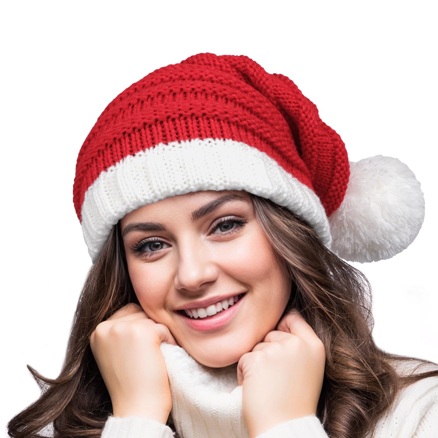 Amazon.com: OCTEEN Knitted Santa Hat Adult Christmas Hat Xmas Hat ...
