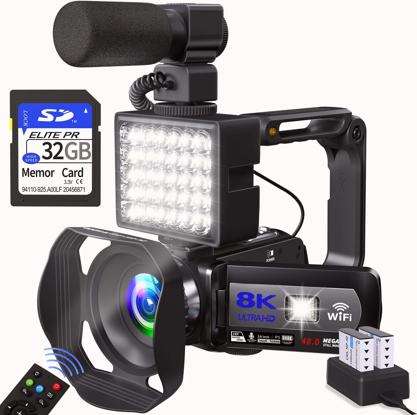 Amazon.com : VETEK Video Camera 4k Camcorder 56MP UHD WiFi Vlogging ...