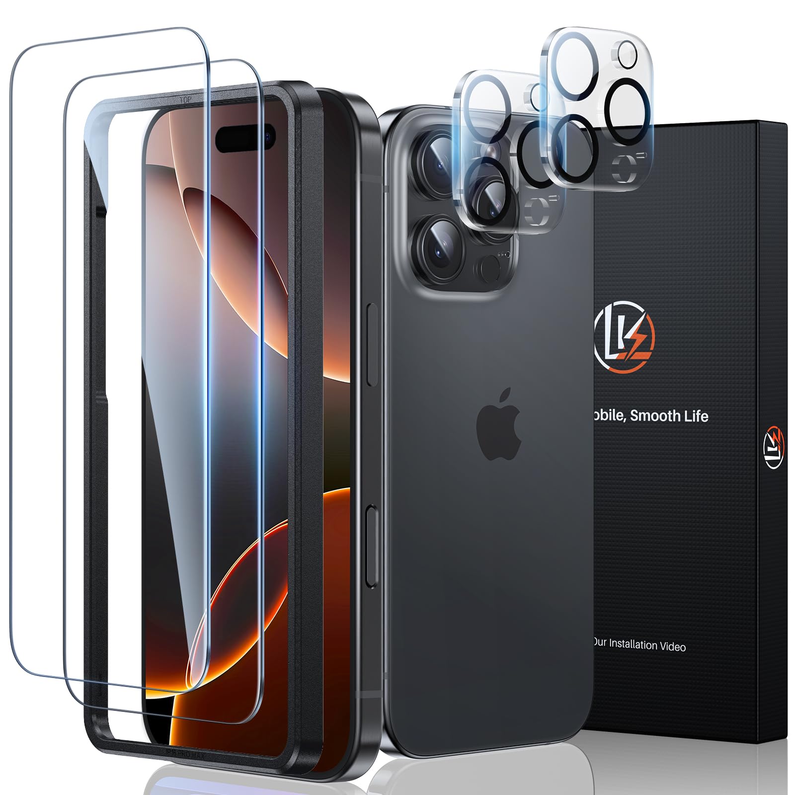 [2+2] LK 2 Pack Compatible for iPhone 16 Pro Max Screen Protector + 2 ...