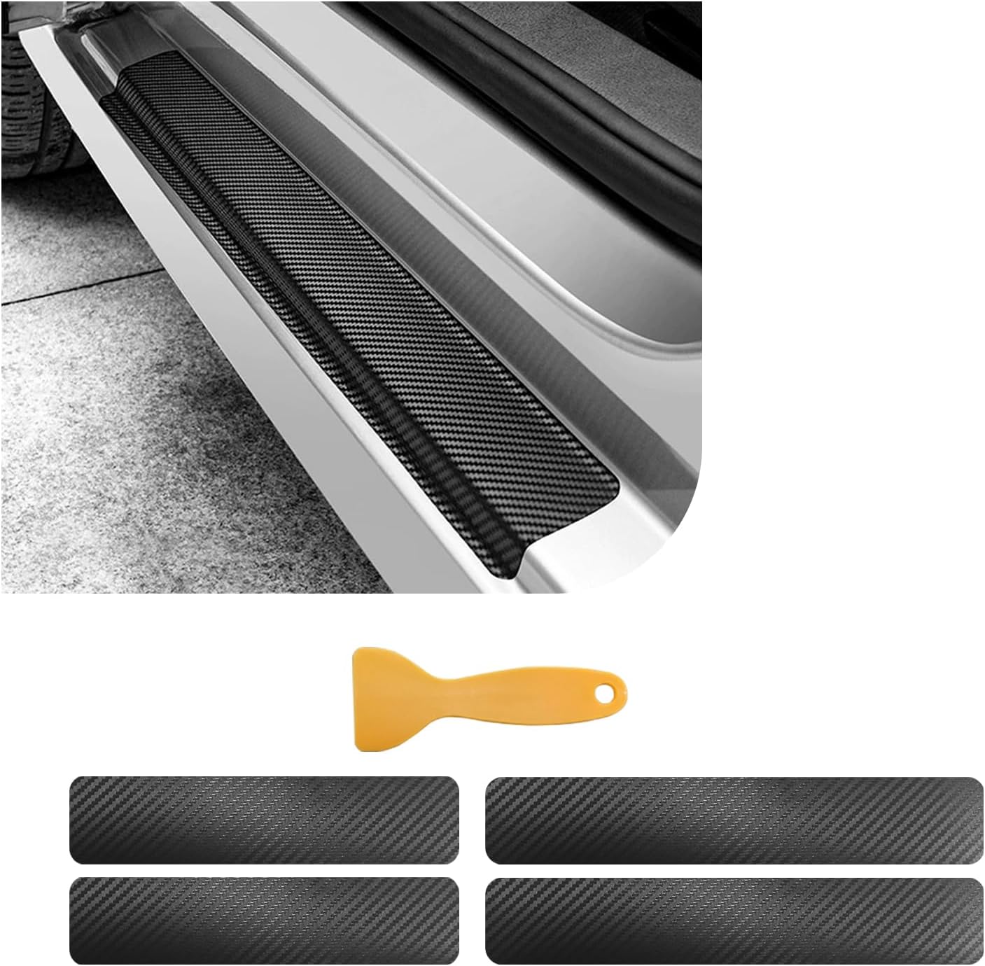 Amazon.com: Dickno 4 PCS Car Door Sill Protector, 5D Carbon Fiber Auto ...