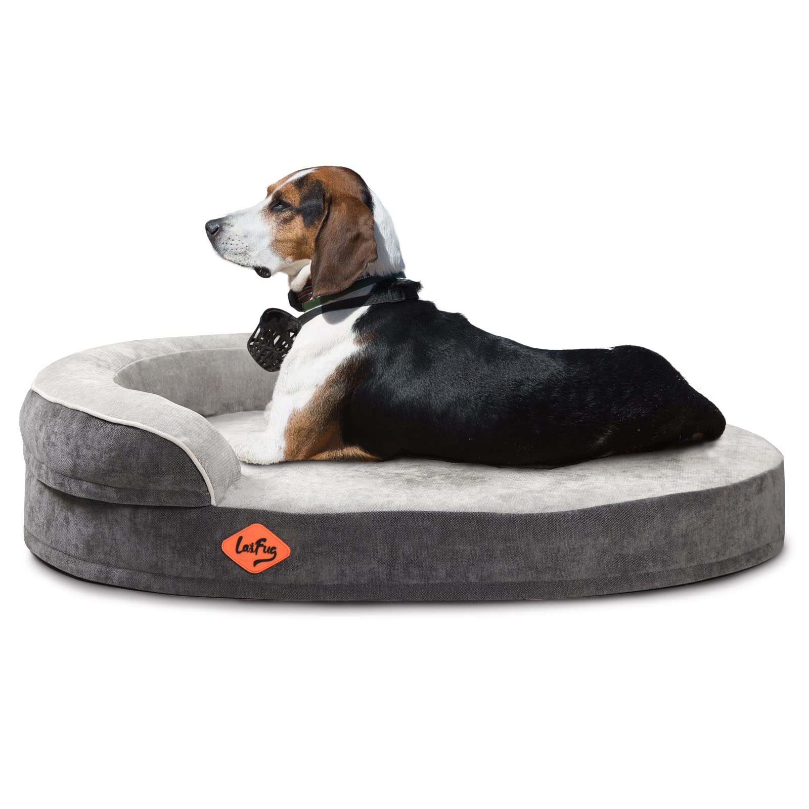 Laifug Memory Foam Oval Dog Bed (36x25x8Inches, Grey), Orthopedic Dog ...