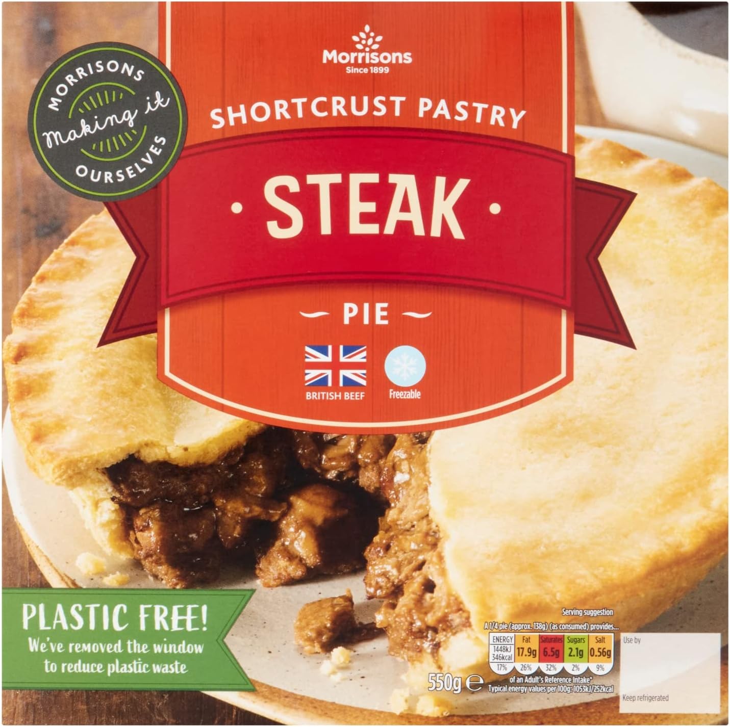Morrisons Steak Pie Shortcrust Pastry, 550g : Amazon.co.uk: Grocery