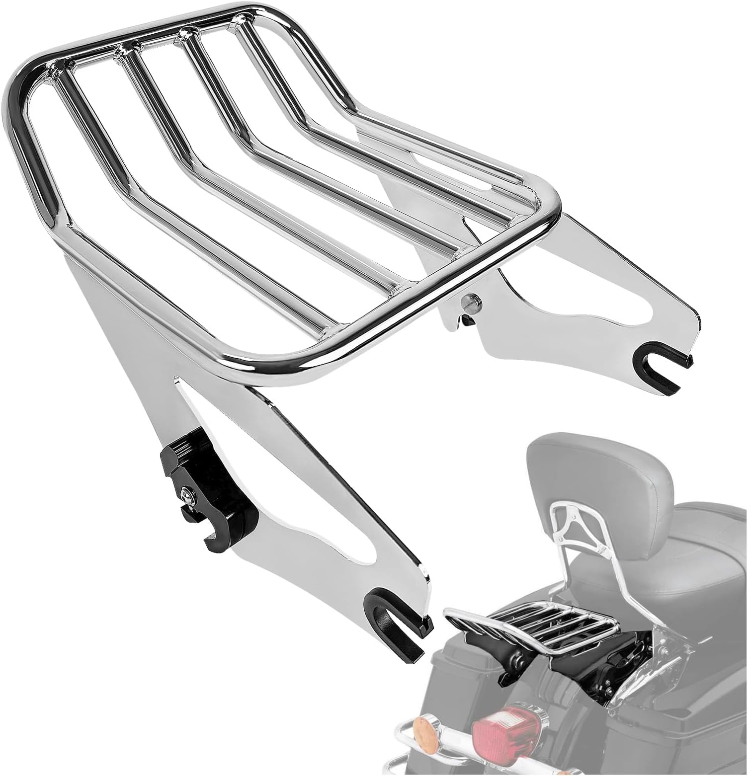 Amazon.com: Chorme Detachable Two-Up Luggage Rack 2-Up Motorcycle Rear ...