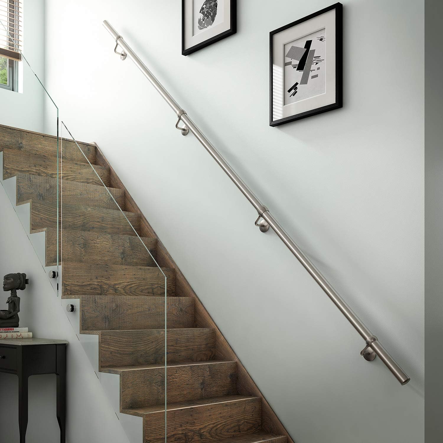 ROTHLEY Metal Stair Railing Handrail: 11.8FT Stainless Steel Hand ...