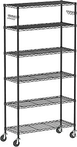 Amazon.com: Folews Metal Storage Shelves with Wheels, 6-Tier Rolling ...