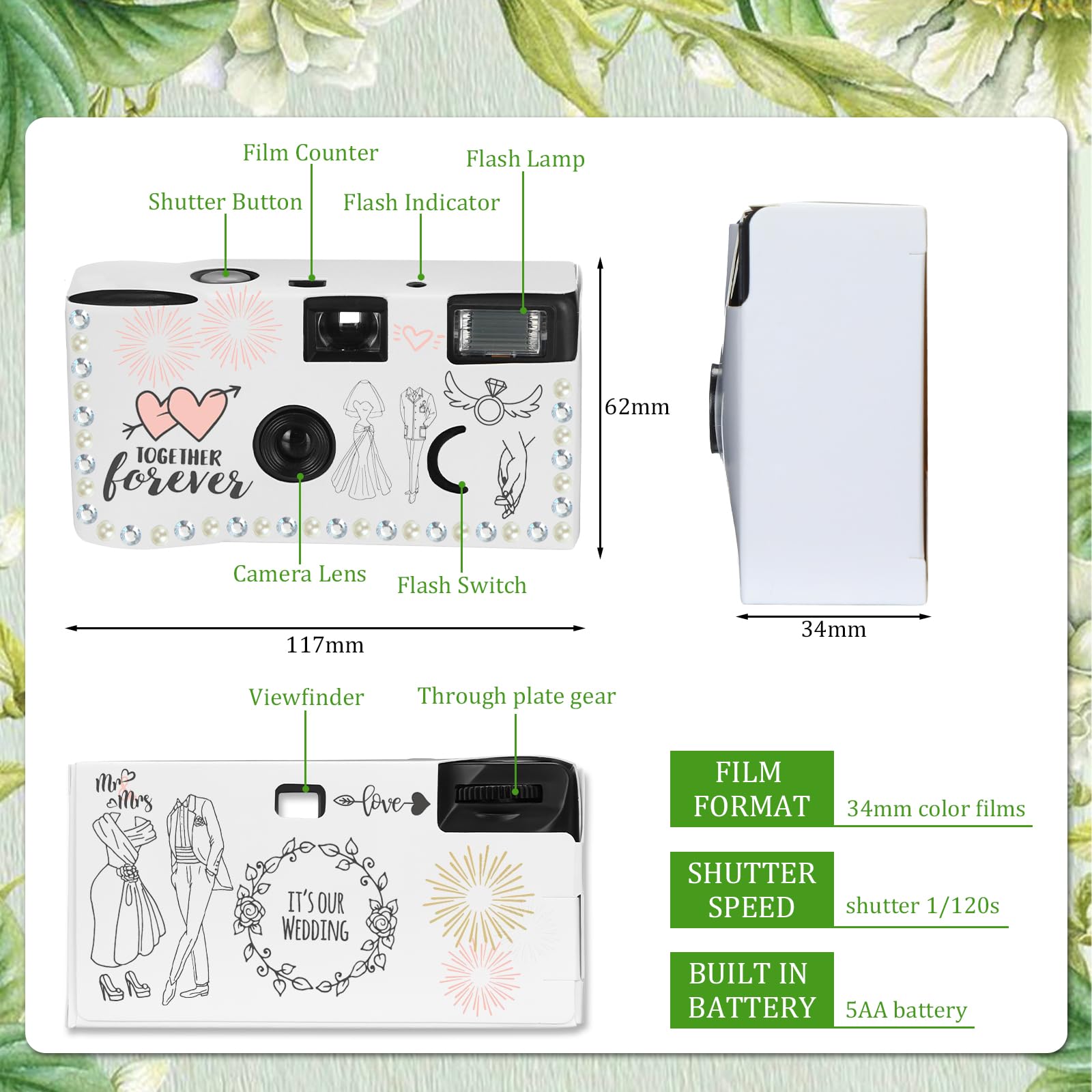 Snapklik.com : Copkim 8 Pack Disposable Camera For Wedding 35 Mm Film ...