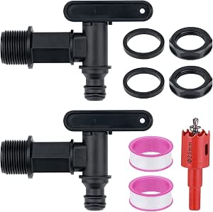 Pack of 2 Drain Tap for Water Butt, Plastic Tap for Water Butt, Rain ...
