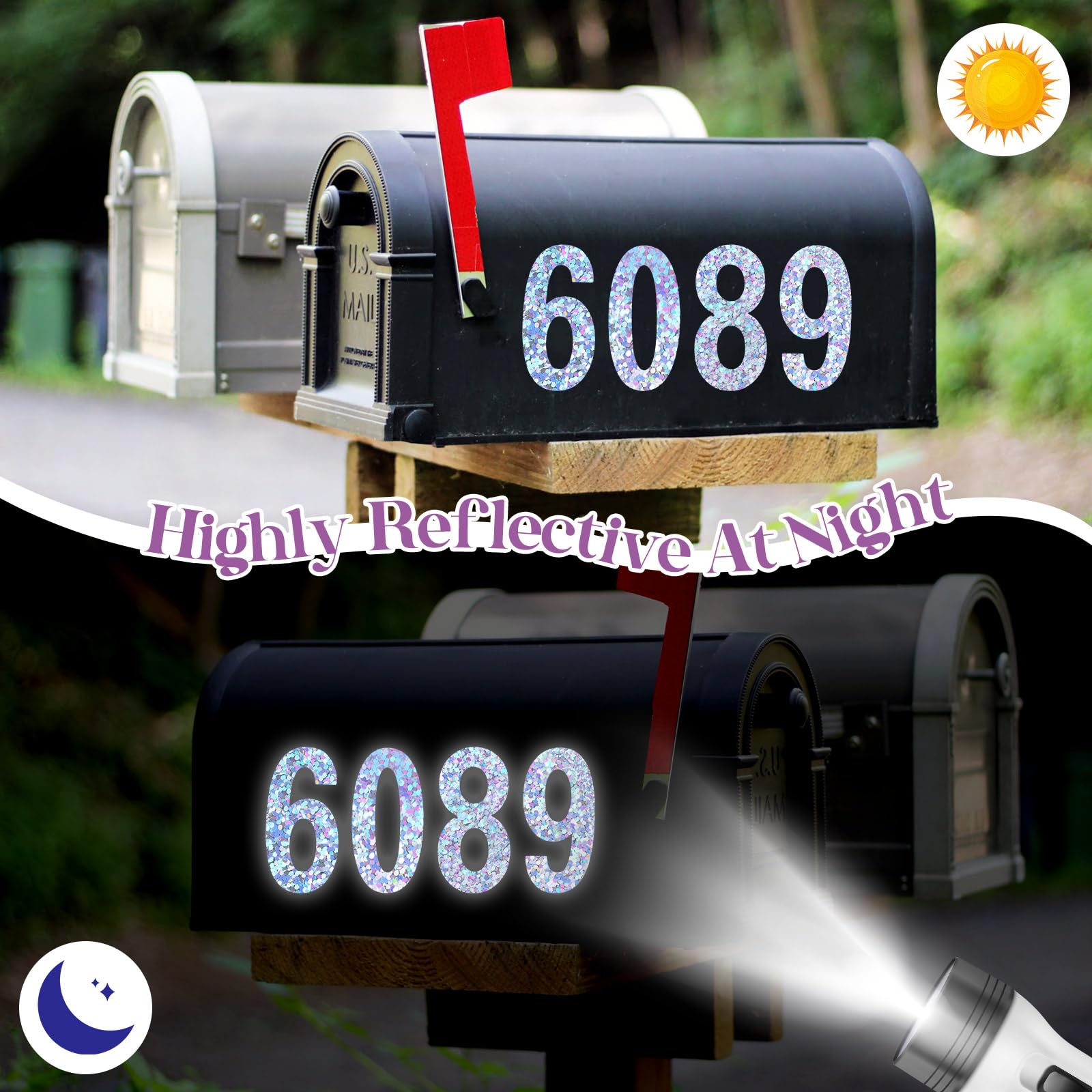 Reflective Numbers 5 Sets - Waterproof Address Stickers For House ...