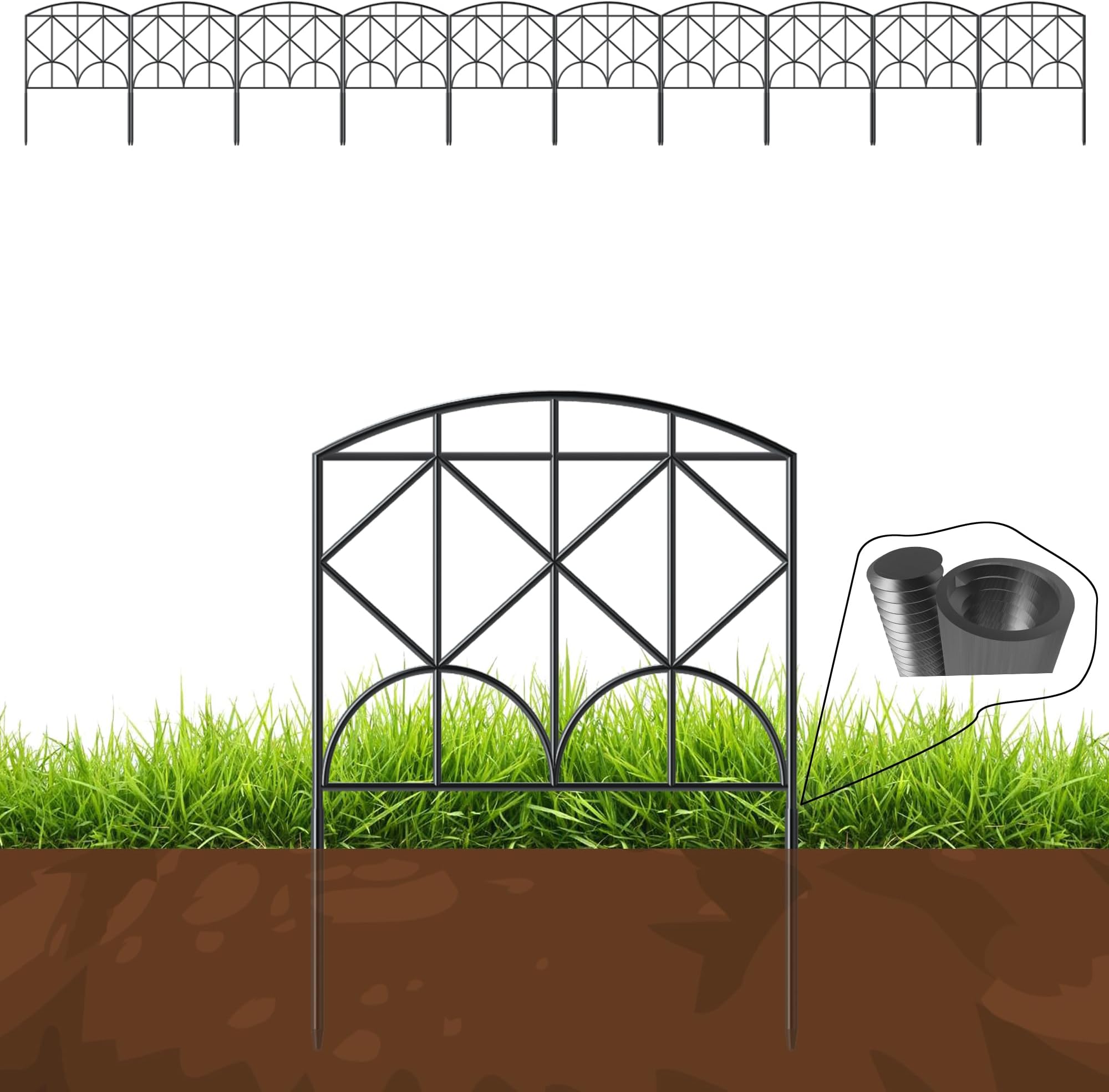 Panacea Park Lane Fence Section Black stylish : Amazon.co.uk: Garden