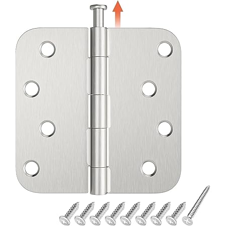 HOSOM 6 Pack Rounded Door Hinges 4 Inch 5/8'' Radius Corner, Satin ...