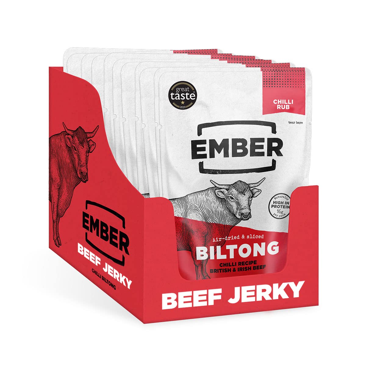 Buy Ember Snacks: Biltong Beef Jerky Chilli Flavour (10 x 28g ...