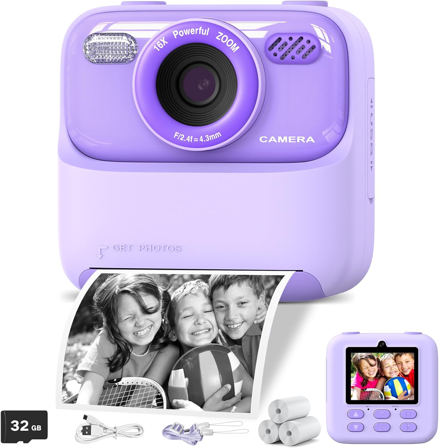 Kids Instant Print Camera, Digital Camera for Girls & Boys, 1080P HD ...