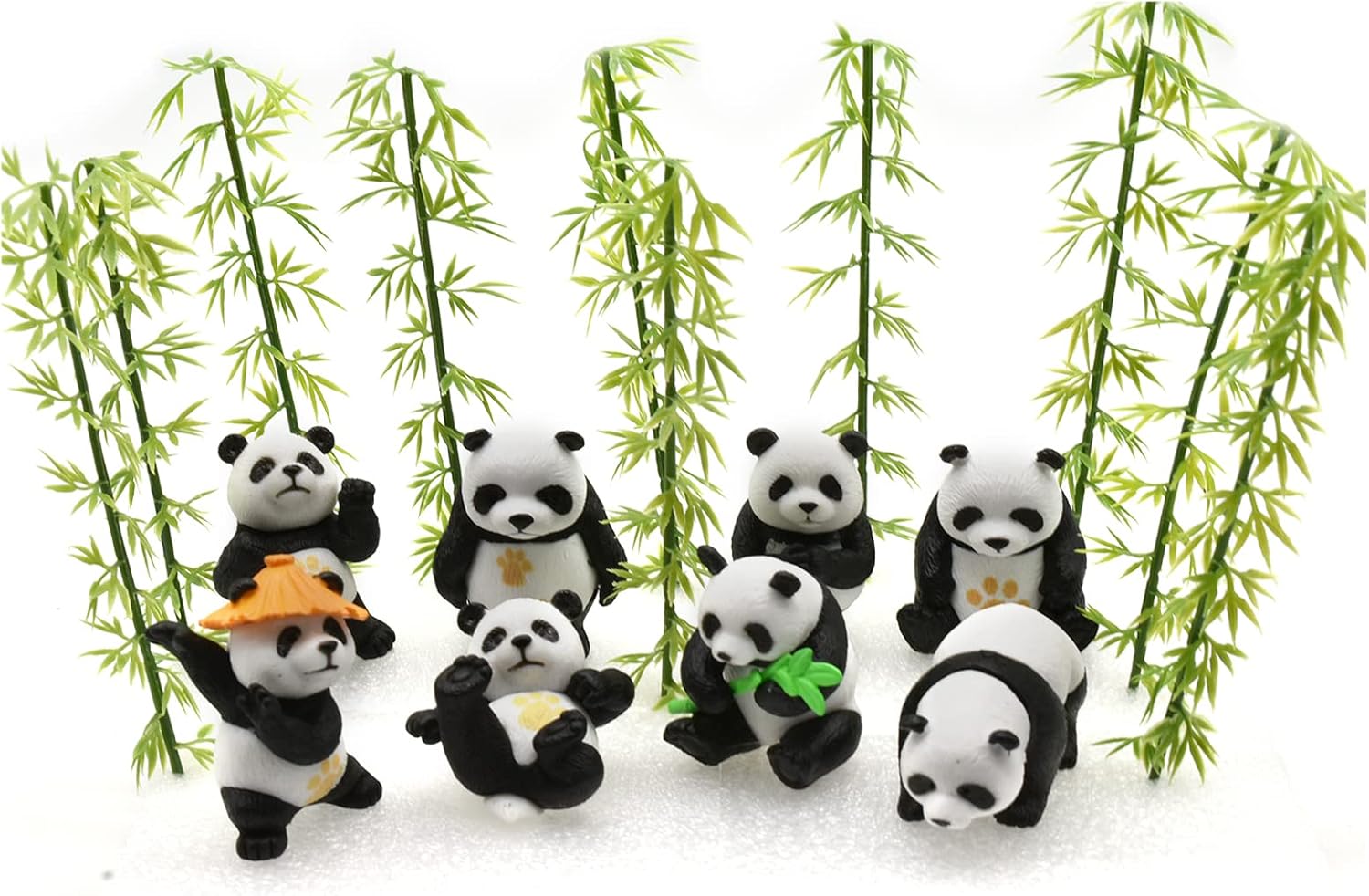 Amazon.com: Pinenjoy 8Pcs Miniature Panda Figurine with 10Pcs Bamboo ...