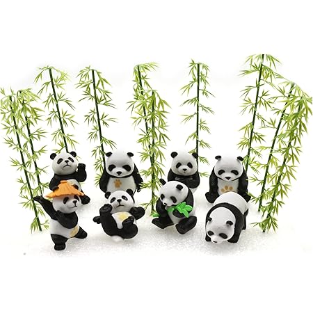 Amazon.com: Pinenjoy 8Pcs Miniature Panda Figurine with 10Pcs Bamboo ...