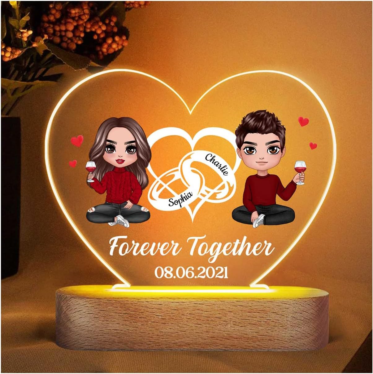 Apeso Simple Couple Name Hand in Hand Outline Personalized Heart Plaque ...