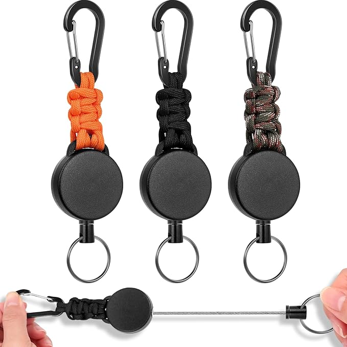 Selizo Retractable Keyring,3 Pieces Retractable Lanyard ID Badge Holder ...