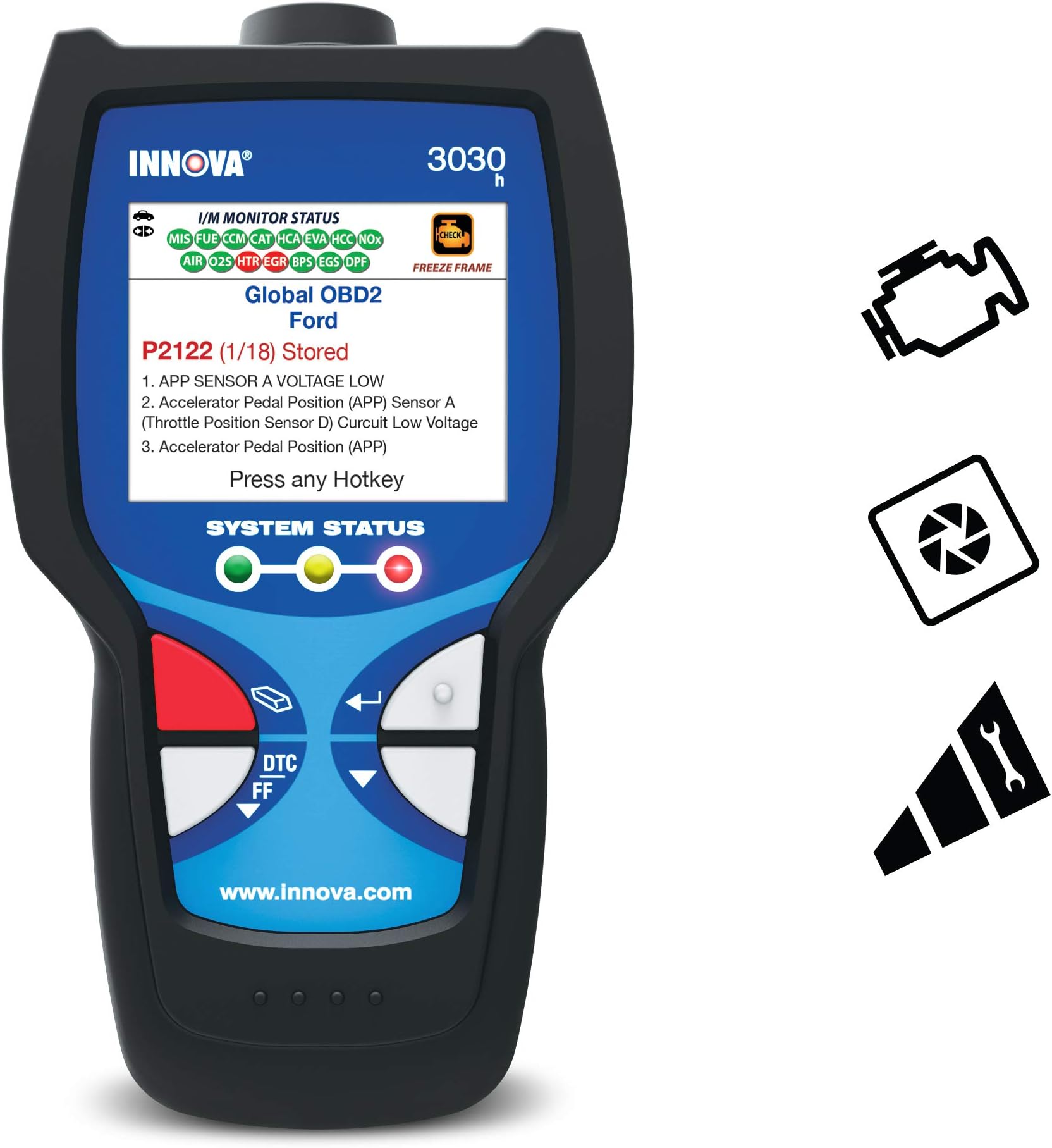 Innova 3030h OBD2 Scanner/Car Code Reader with Severity Alert and ...