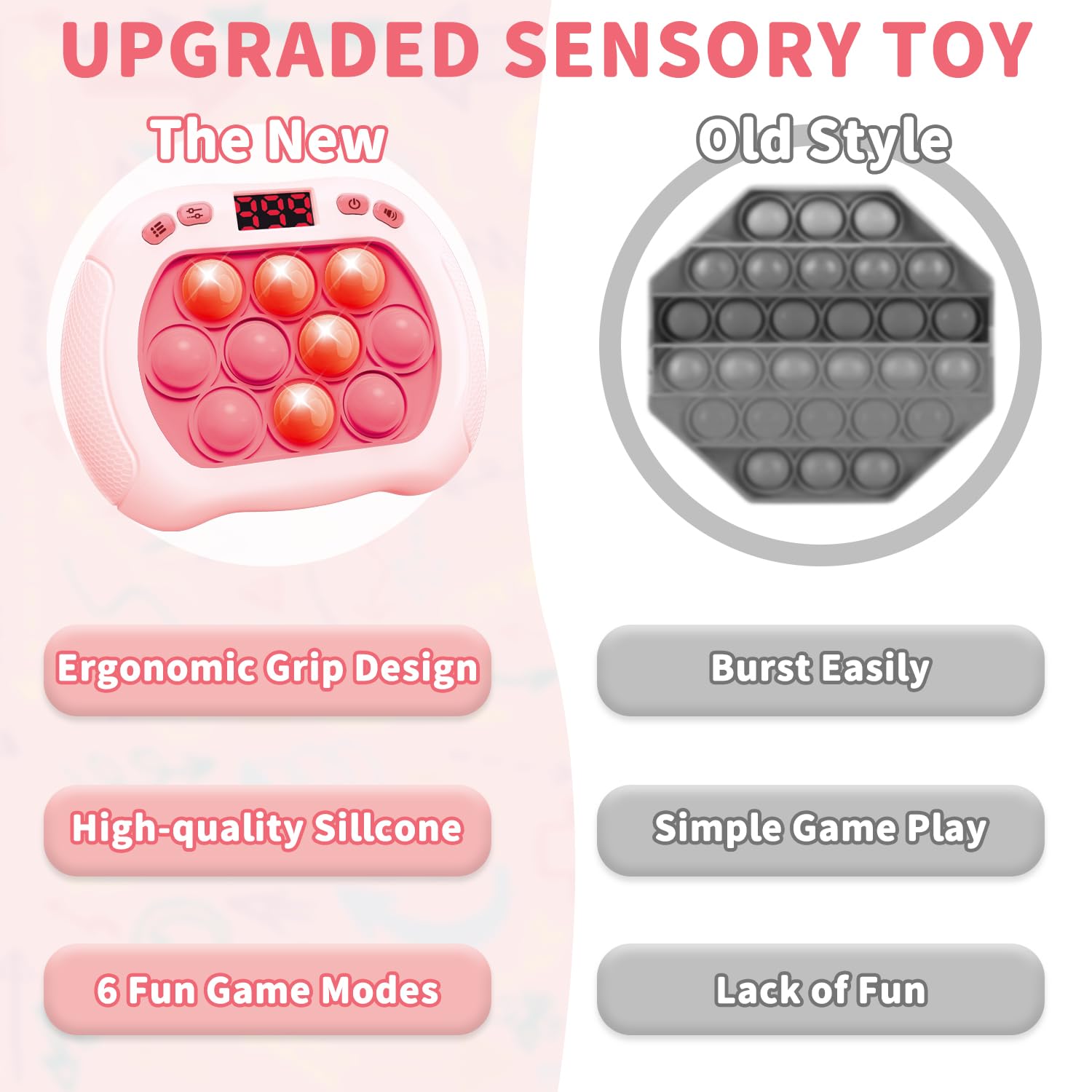 Snapklik.com : Pop Game Light Up Fidget Toy For Kids, 6 Modes LED ...