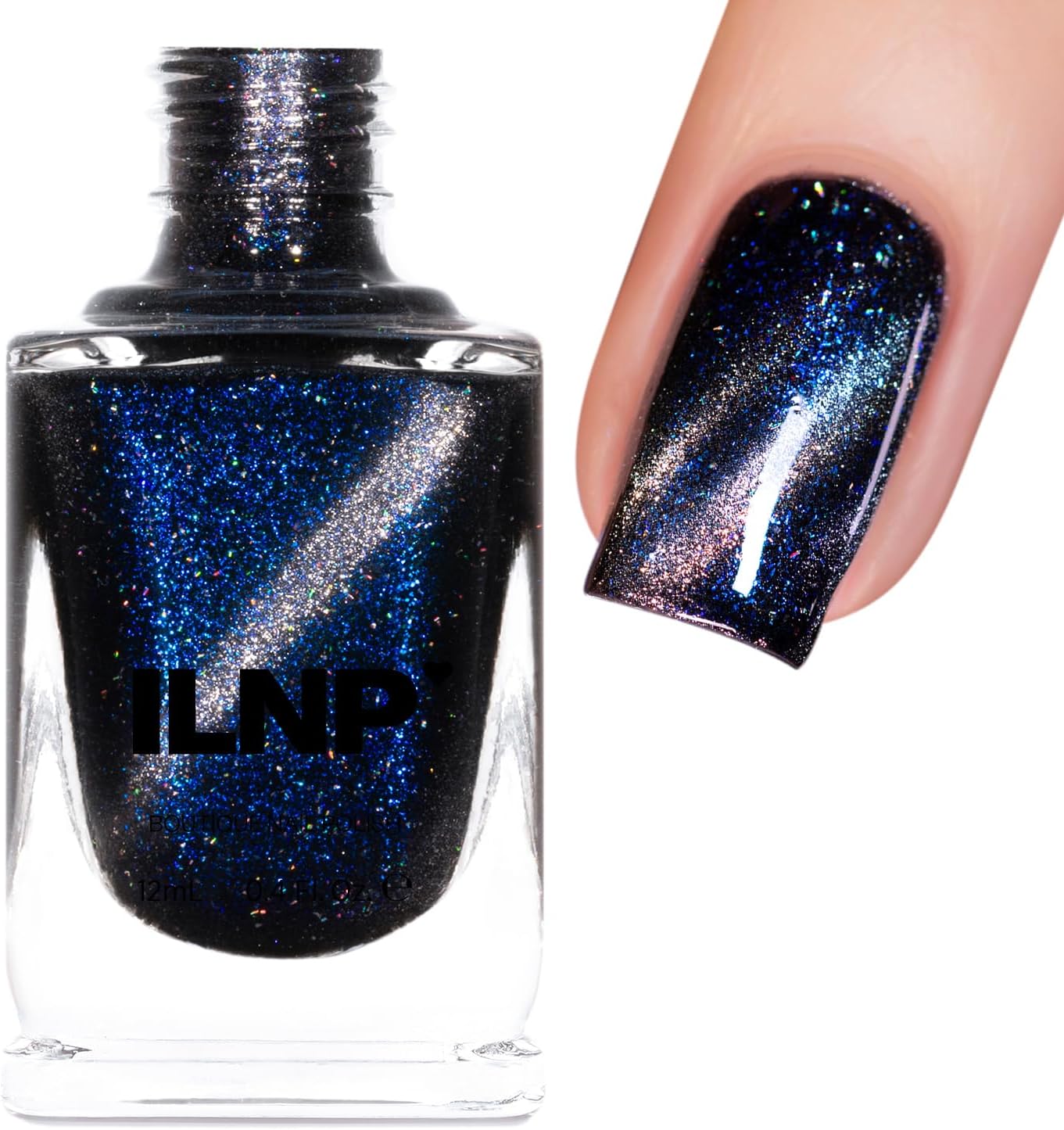 Amazon.com : ILNP Darkest Hour - Black-Based Blue Magnetic Shimmer Nail ...