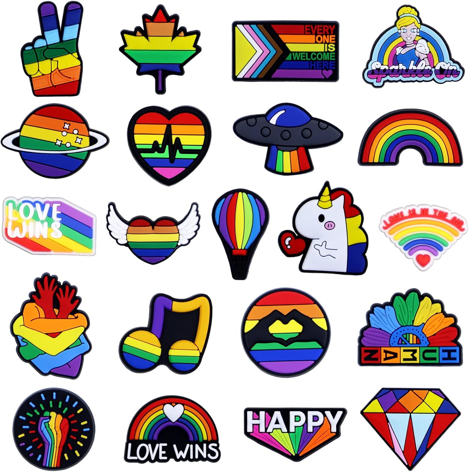 Orgoue 21PCS Pride Shoe Charms for Shoes, Gay Pride Lgbtq Rainbow Lgbt ...