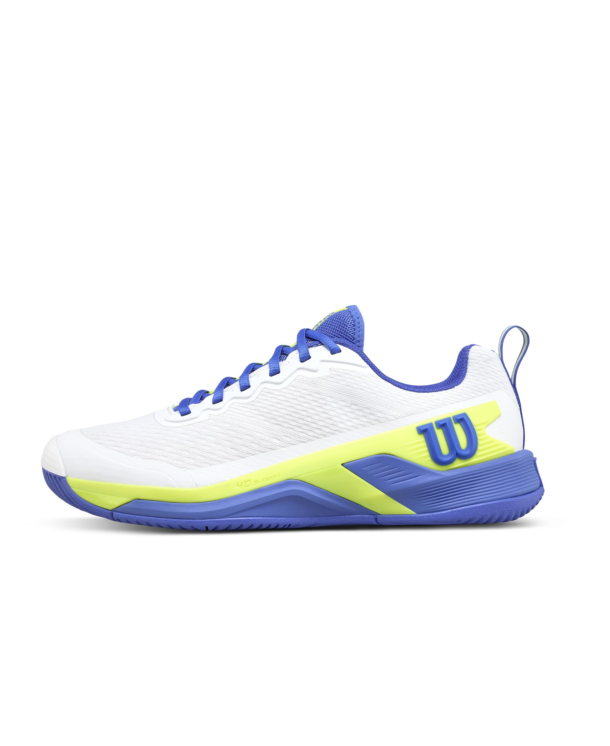 WILSON Men's Rush Pro 4.5 Sneaker, White/Amparo Blue/Safety Yellow