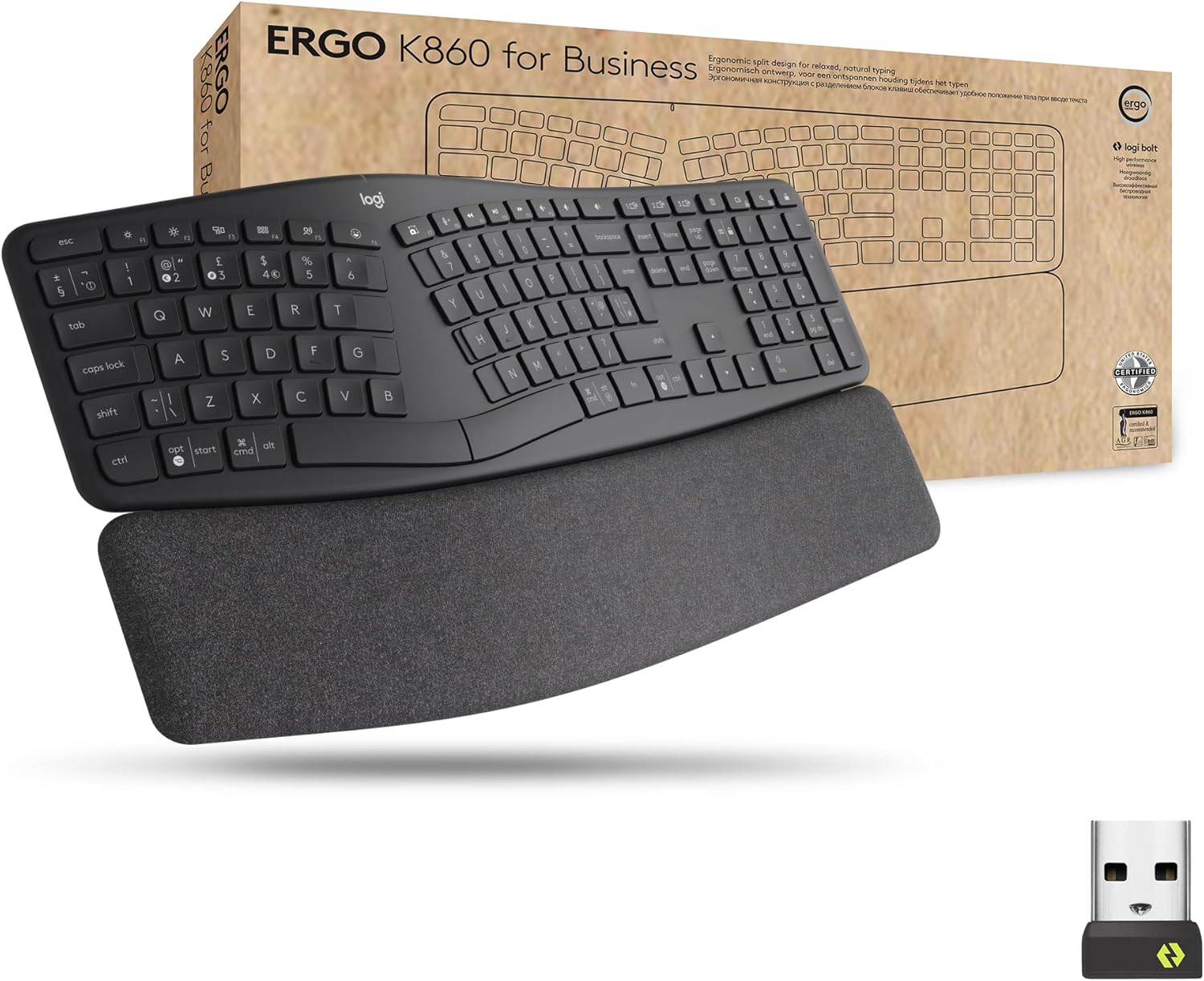 Logitech ERGO K860 Split Wireless Keyboard for Business, QWERTY US ...