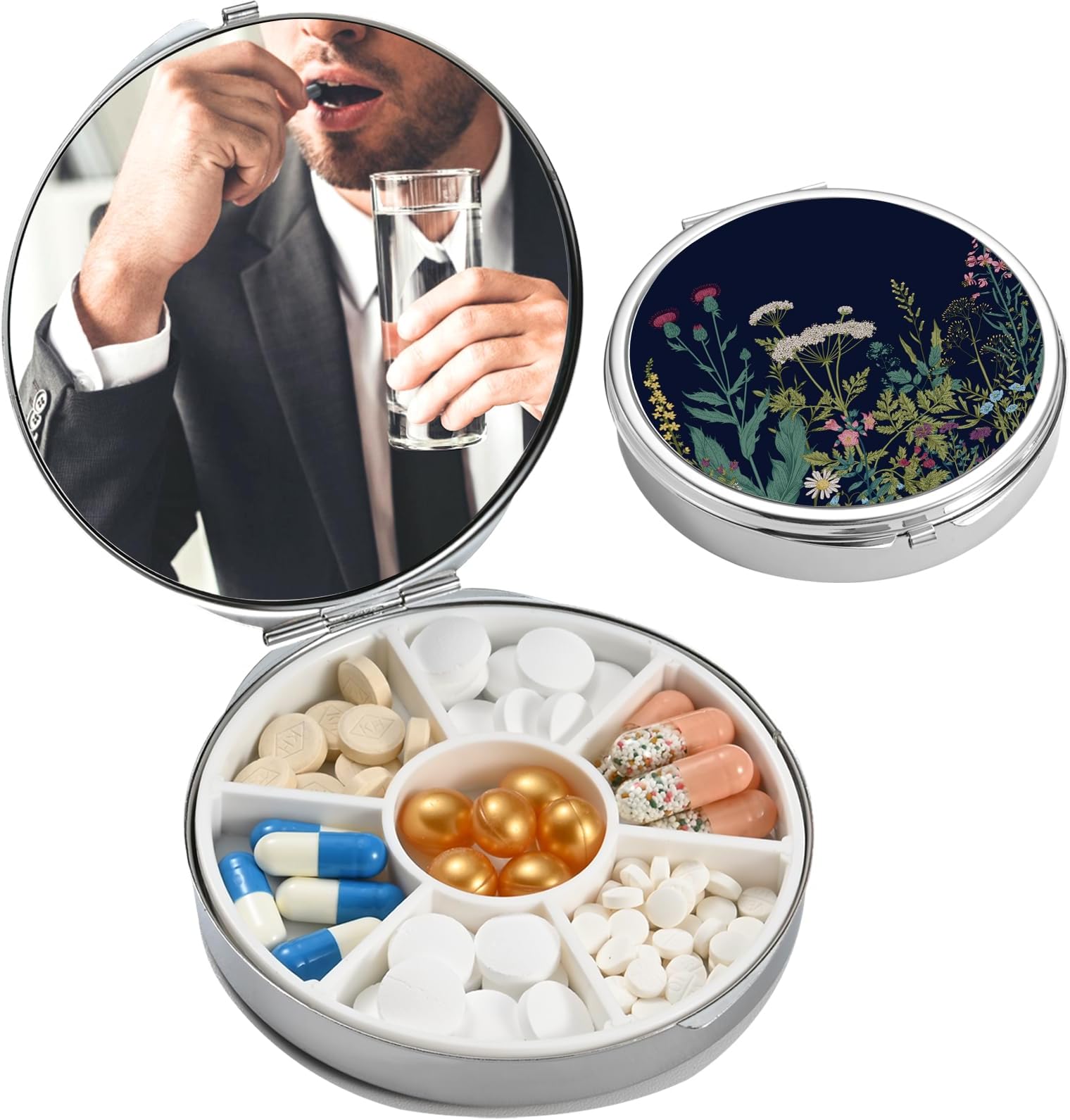 Amazon.com: Designer Pill Box by Houder - Decorative Pill Case with ...