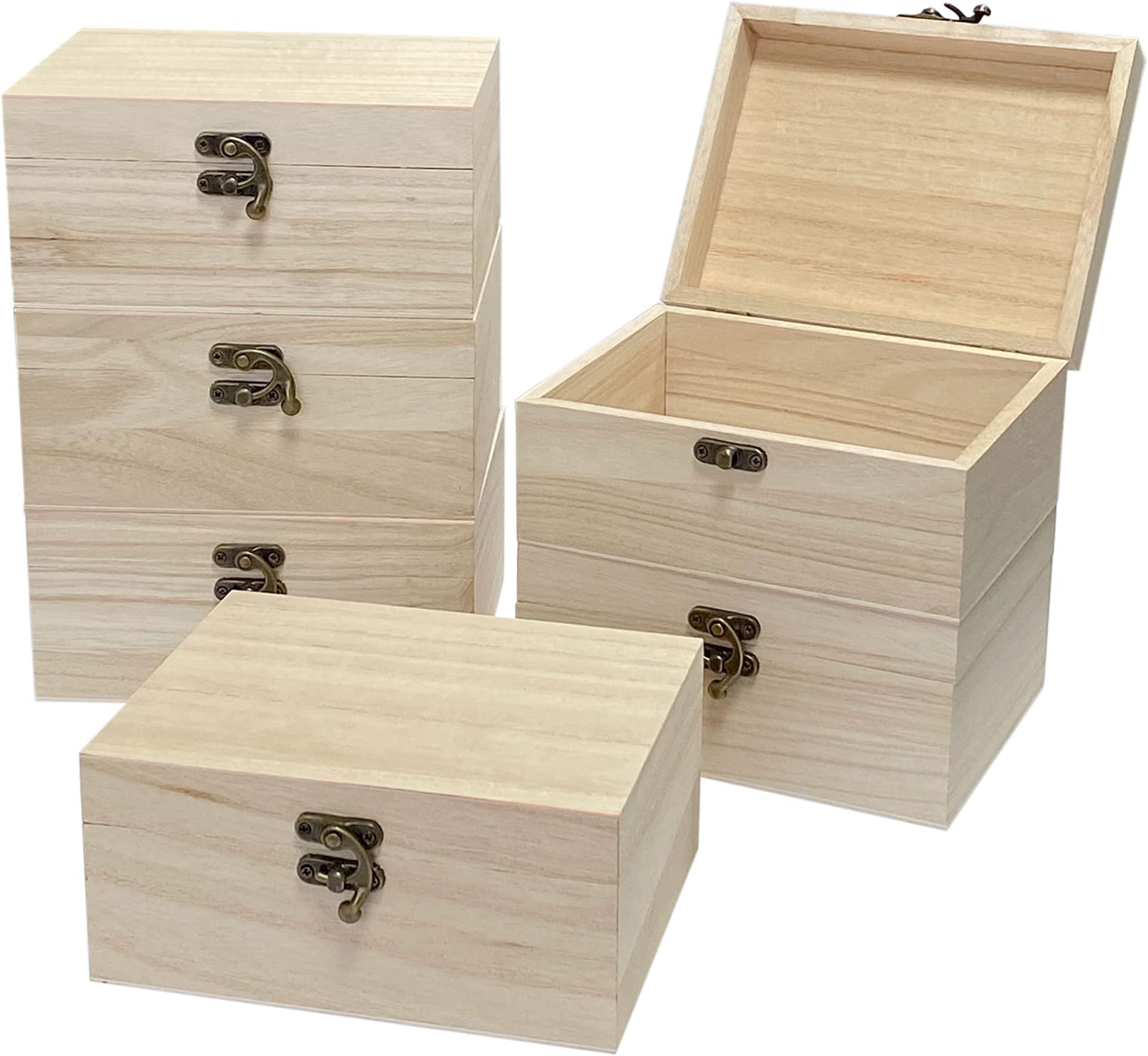 Amazon.com: MUKLEI 10 Pack Unfinished Wood Box Wood Treasure Chest with ...