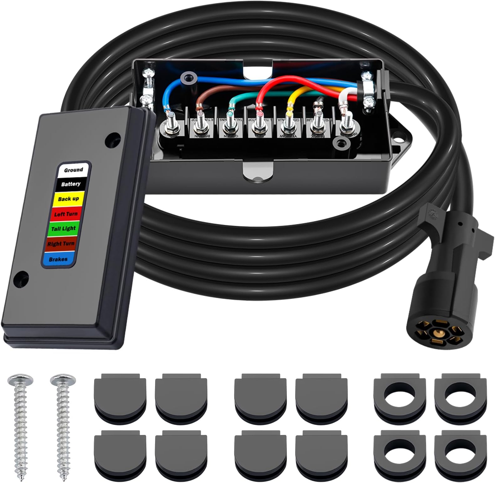 Amazon.com: Universal J560 PLC Cable Set 7-Way Adapter for Trailers : Automotive