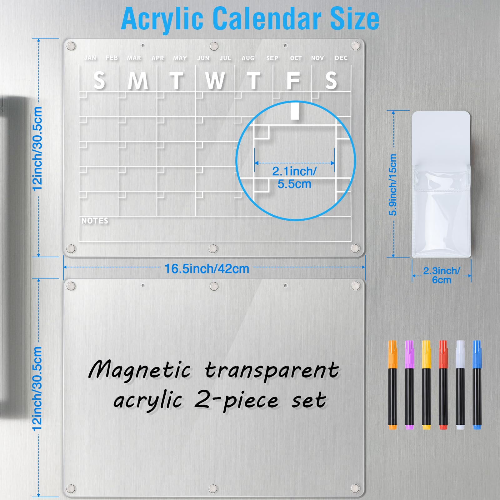Snapklik.com : Acrylic Magnetic Dry Erase Board Calendar For Fridge 2 ...