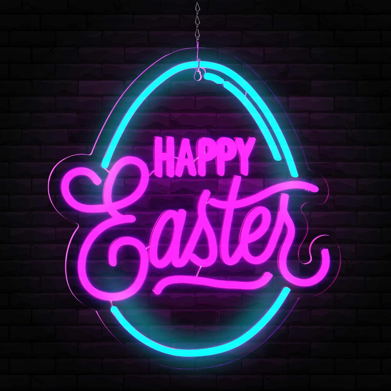 Baquler Easter Neon Light Happy Easter Egg Window Lights LED Sign ...