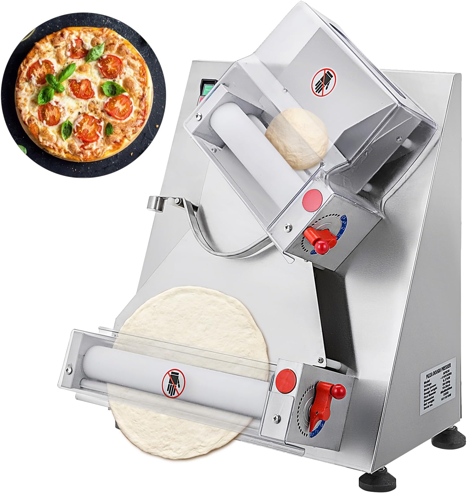 Amazon.com: VEVOR Pizza Dough Roller Sheeter, Max 12" Automatic ...