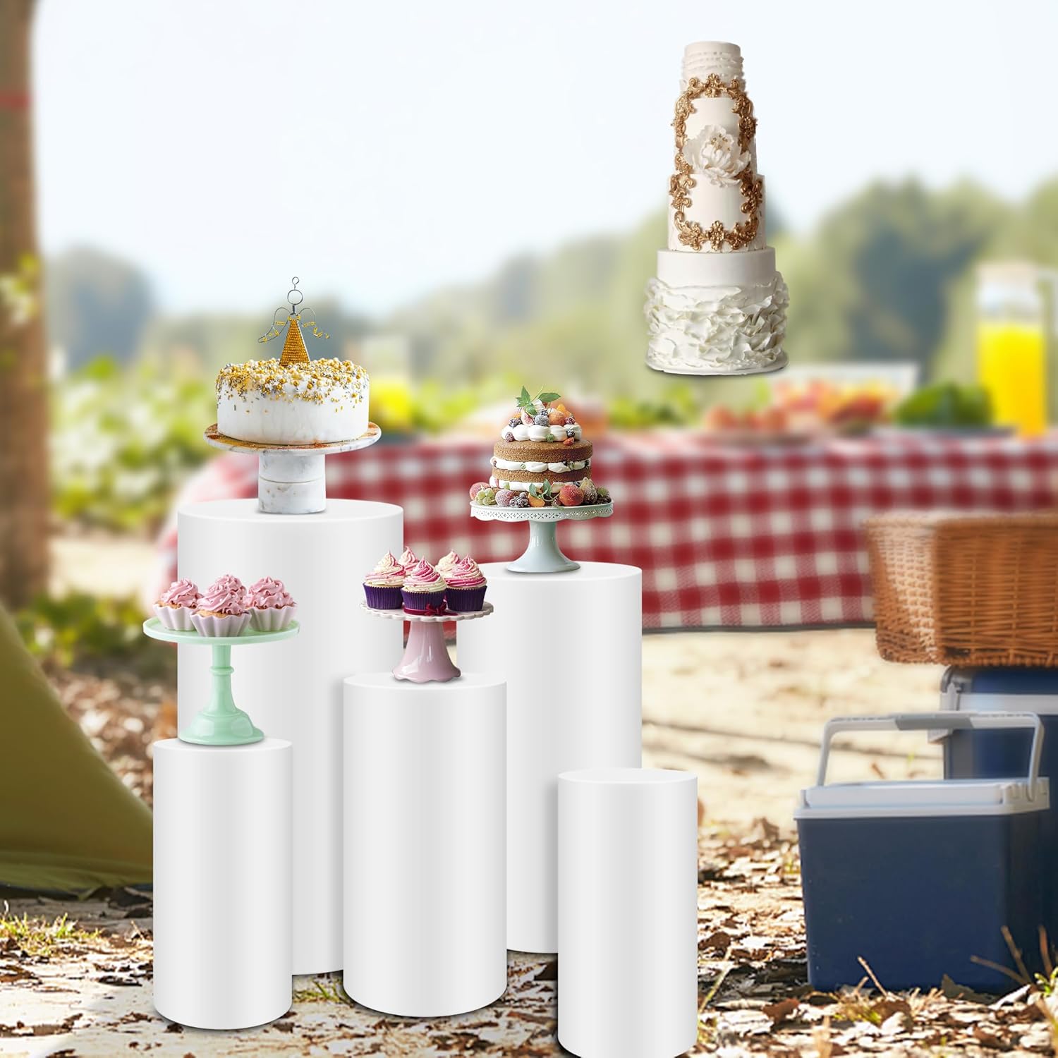 Amazon.com: VZADGWA Metal Round Cylinder Pedestal Stands for Party ...