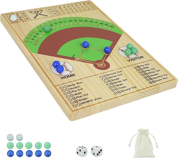 Amazon.com: Medikaison Baseball Dice Board Game Solid Wood Dice and ...