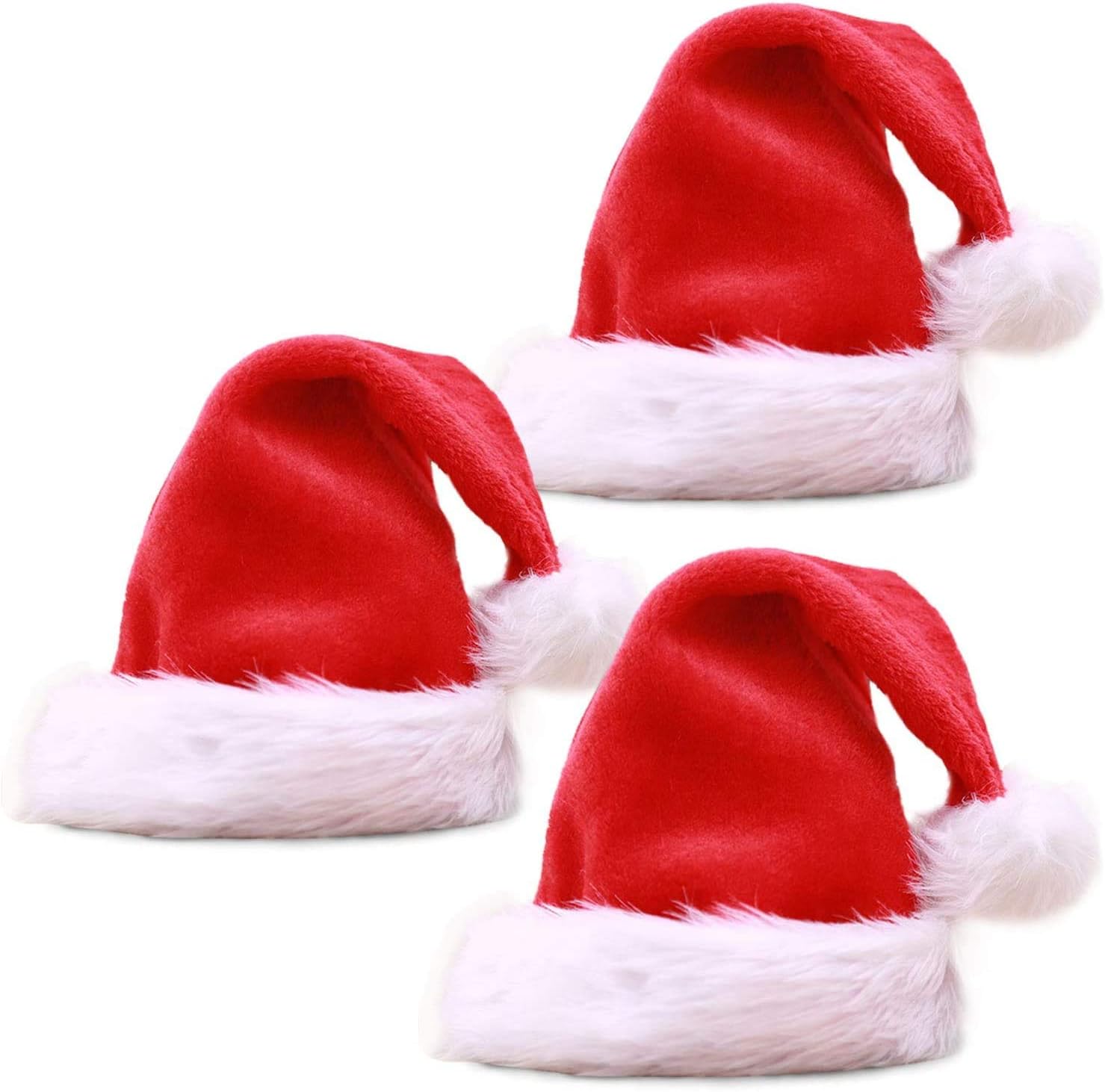 Amazon.com: AMDX 3 Pcs Red Santa Hats for Child Unisex Christmas Santa ...