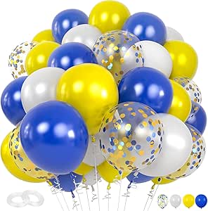 Amazon.com: Yellow and Blue Balloons, 60PCS 12Inch Blue Yellow White Balloons, Blue Gold ...