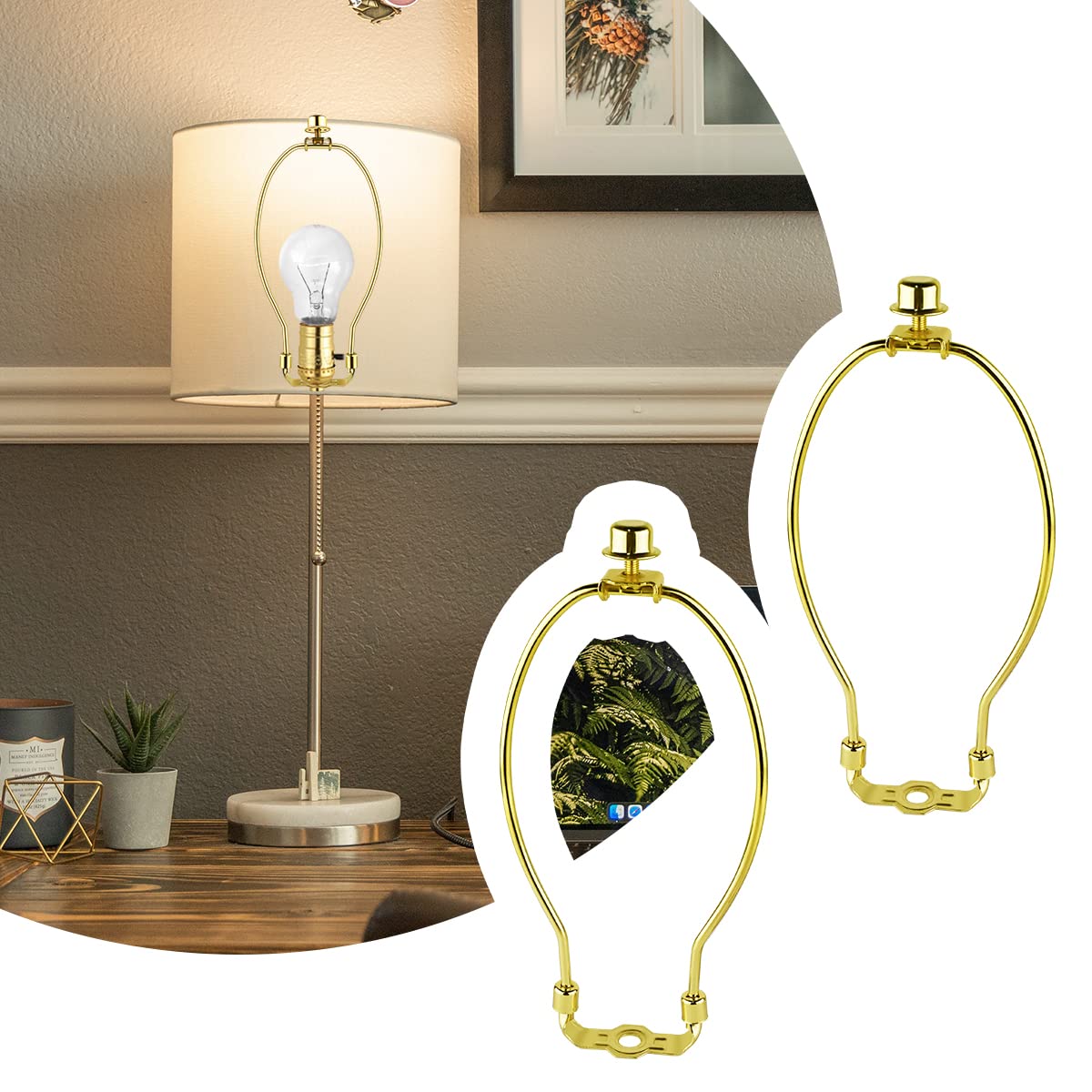 Snapklik.com : 2 Pcs 7Inch Lamp Shade Harp Holders Detachable Lamp ...